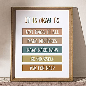Boho Classroom Decor It Is Okay To Be Yourself Classroom Wall Decor Teacher Gift Child Art Playroom Decor Classroom Quotes - UNFRAMED (8X10 INCH)