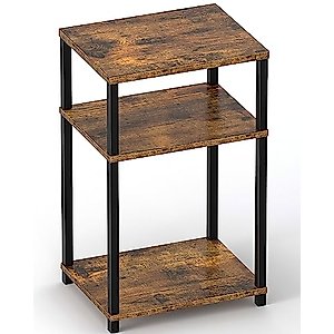 WOODYNLUX Night Stand 3-Tier Side Table, End Table with Shelves, Tall Bedside Table, Nightstand Accent Table for Living Room, Bedroom, Rustic.