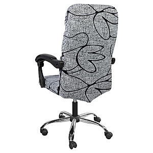 SearchI Office Chair Cover with Durable Zipper, Printed Washable Stretchable Desk Chair Cover, High Back Computer Chair Cover, Office Chair Seat Slipcover (Grey Pattern, Medium)