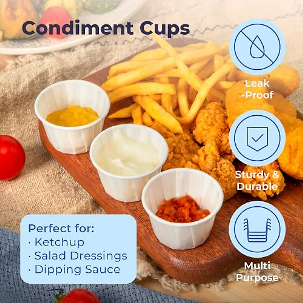 Fit Meal Prep [500 Pack] 2 oz Treated Paper Souffle Portion Cups for Condiments Samples Measuring Jello Shots Sauce Disposable Cup - White