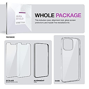 FlexGear Case for iPhone 13 and 2X Glass Screen Protectors [Full Protection] - Crystal Clear