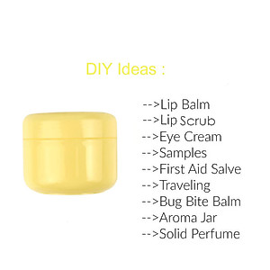 20 Pcs 100ml Plastic Cream Container Round Yellow Jars Face Cream Lotion Pot Cosmetics Storage Container DIY Makeup Sample