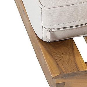 Christopher Knight Home Jerome Outdoor Acacia Wood 5 Seater Sofa Sectional, Teak and Beige