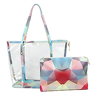 MICOM Clear Purse PVC Transparent Bag Work Handbags for Women Girls (Pink)