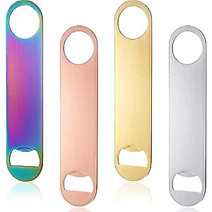 4 Pieces Flat Bottle Opener Stainless Steel, heavy Duty Bottle Opener Bartender 7inch Beer Bottle Opener for Bar Bartenders Men Women Kitchen Party