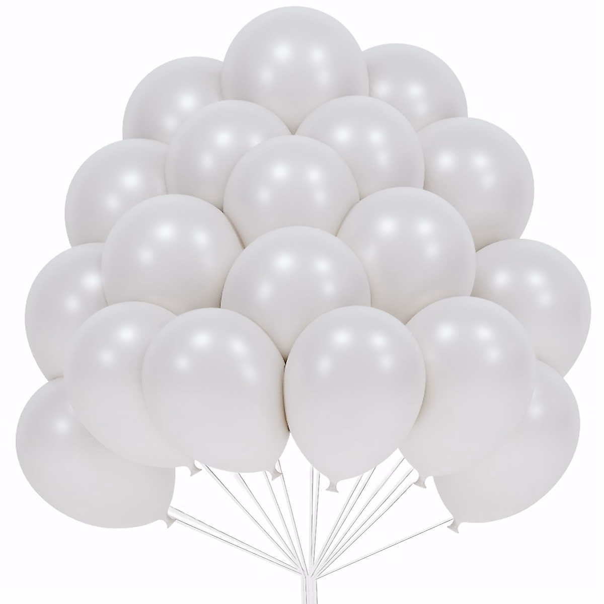 PartyWoo Pearl White Balloons 101 pcs 12 Inch White Balloons Pearl Balloons for White Pearl Balloons Engagement Party Wedding Bridal Baby Shower Birthday Graduation White Party Decorations White-Z30
