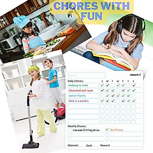 NIMARKX Magnetic Chore Chart Bundle for Multiple Kids: Customizable 2 Reward Charts, 1 to-Do List, 6 Dry Erase Markers - Impart Responsibility to Family Teen Toddler & Adults with Behavior Board