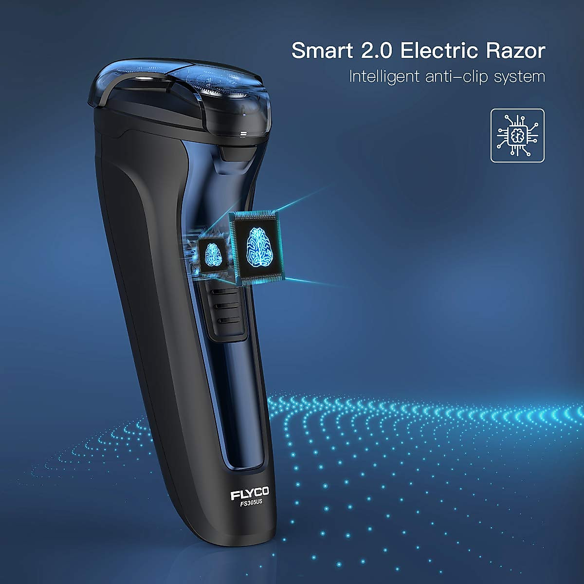 Electric Razor for Men, FLYCO Rechargeable Rotary Shaver, Waterproof IPX7, Wet & Dry Shaving Machines for Men with Pop-up Trimmer