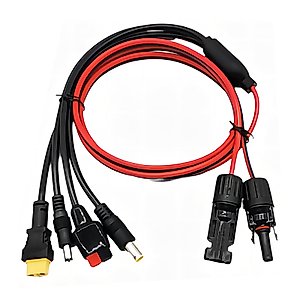FellDen Solar Panel Connector, 4-in-1 Solar Cable Anderson XT60 DC7909 DC5521 Solar Extension Cable for Solar Panel & Solar Power Staion 1.5M/4.92FT