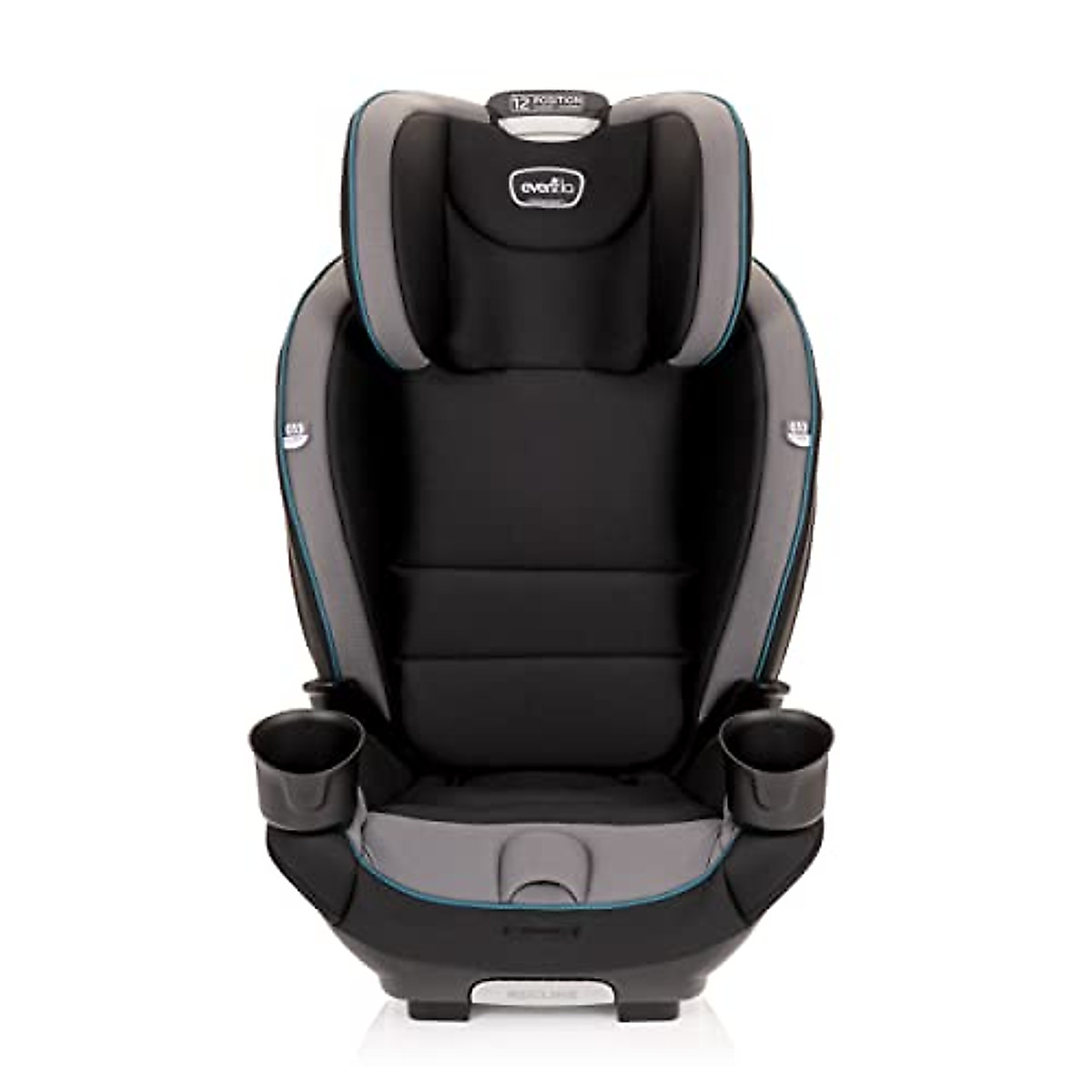 Evenflo EveryKid 4-in-1 Convertible Car Seat Featuring 12-Position Headrest, Two Integrated Cup Holders, and Machine-Washable Fabric (Ontario Gray)