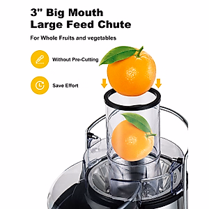 1000W 5 Speeds LCD Screen Centrifugal Juicer Machines Vegetable and Fruit, Realife Juice Extractor with Big 3" Wide Chute, Anti-drip Compact Juice Maker, Easy Clean, High Juice Yield, BPA Free