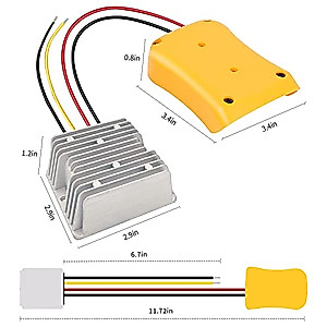 20V to 12V Step Down Power Inverter Aadpter Compatible with DeWalt 20V Batteries, DC 20 Volt to DC 12 Volt 15A 180W DeWalt Power Wheel 12V Converter, Buck Boost Voltage Regulator 12V (No Battery)