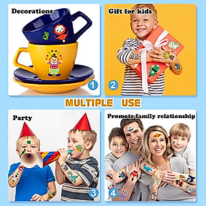 Partywind 145 Styles - Luminous Temporary Tattoos for Boys Kids, Glow Fake Tattoo Stickers for Children Featuring Dinosaur Space Pirate Cars and More, Glow Kids Birthday Party Supplies Favors