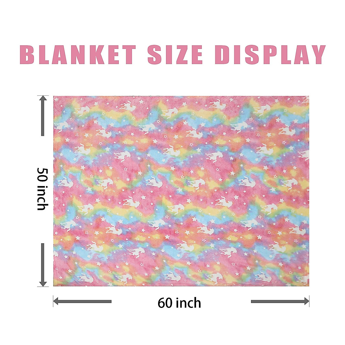 Unicorns Blanket for Girls Kids Toys Rainbow Luminous Blanket Soft Flannel Blanket Glow in The Dark Thanksgiving Halloween Christmas Birthday Gifts for Boy Toddler 50x60in