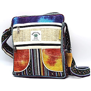 Tie Dye Himalaya Hemp Hobo Tablet crossbody bag Hippie Bag Festival Bag Travel Bag 100% Himalaya Hemp|100 VEGAN| FAIR TRADE | Handmade with Love.
