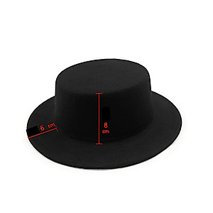 Classic Black Fedora Hats Flat Church Derby Caps Wide Brim Pork Pie Hats Fashion Bowler Cap for Wedding Party Performance