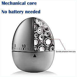 Egg Kitchen Timer Cute Manual,Stainless Steel Metal Mechanical Visual Countdown Cooking Timer with Loud Alarm for Kids Cooking Tools