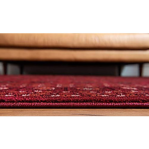 Unique Loom Tekke Collection Over-Dyed Saturated Traditional Torkaman Area Rug, 7 ft x 10 ft, Red/Burgundy