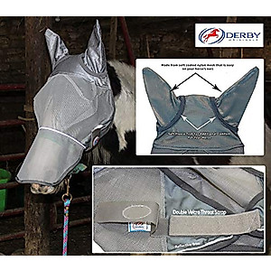 Derby Originals Reflective Mesh Fly Mask with 1 Year Warranty Includes Ears and Nose Cover,Summer Blue,Large (Full/Average),72-7109SB-L