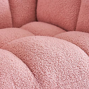 Furnimart Rocking Chair, Nursery Glider Rocker with High Backrest, Upholstered Glider Rocking Chairs for Nursery, Pink Comfy Reading Chair, Teddy Fabric Side Chair for Living Room, Bedroom