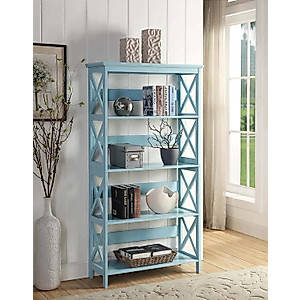 Convenience Concepts Oxford 5 Tier Bookcase, Sea Foam