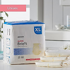 McKesson Super Briefs, Incontinence, Moderate Absorbency, XL, 15 Count, 4 Packs, 60 Total