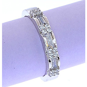 Sterling Silver Simulated Diamond Baguette and Round Maching Ring (5)