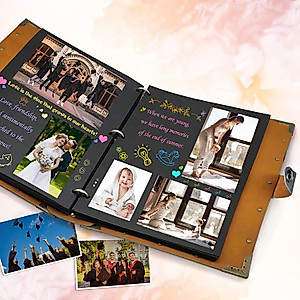 ZEEYUAN Leather Scrapbook Album 60 Pages Love Memory Photo Album 8.5x11 inch, Travelling Journal Scrap Book Family Scrapbook Scrapbooking Supplies Kits Gift for Couples Anniversary Wedding