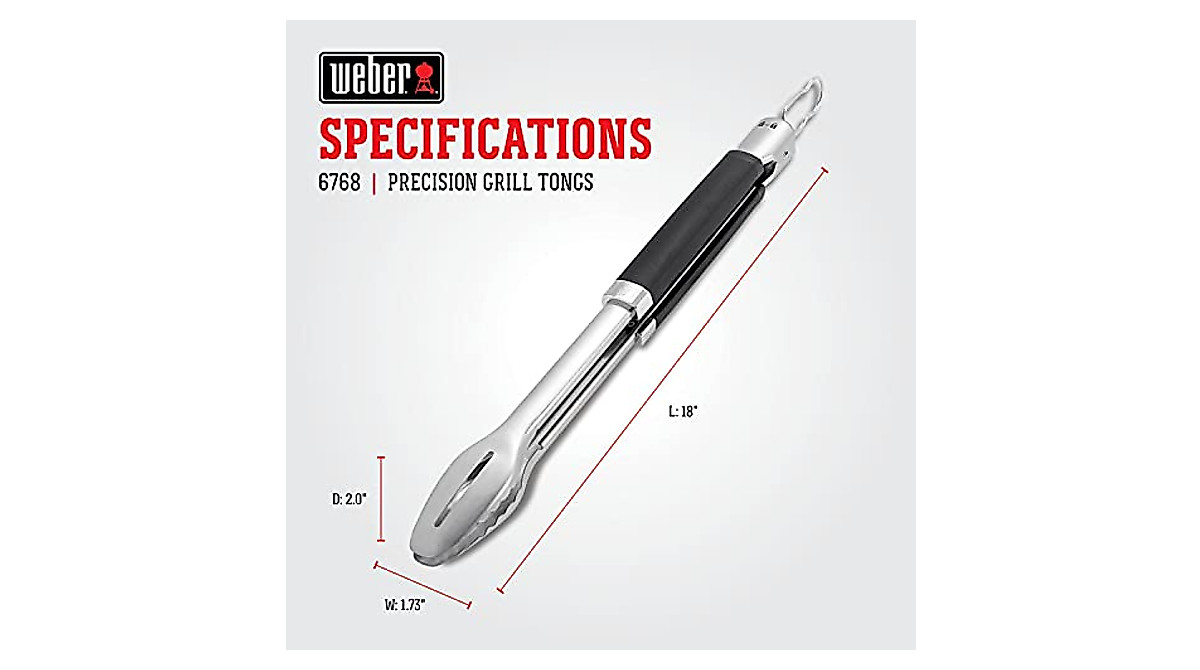 Weber Precision Grill Tongs — 18 Inch Stainless Steel for Easy Grilling