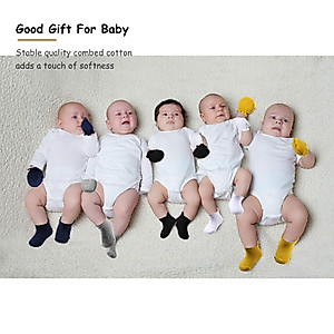 SATINIOR 12 Pairs Newborn Baby Mittens and Socks Set Baby Mittens No Scratch Cotton Gloves Non Slip Ankle Socks 0-6 Months(Multiple Colors)
