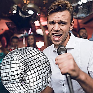 Disco Foil Balloons Aluminum Mylar Helium Balloons 10 Pieces 22 Inch 4D Large Mirror Metallic Balloons for Disco Dance Party Supplies Birthday Party Wedding Baby Shower (Silver)