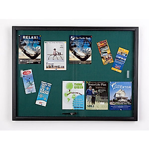 4 x 3 Foot Teal Fabric Tack board for Wall Mount Use, Locking Sliding Glass Door, 48 x 36 Inch Enclosed Bulletin Board for Indoor Use - Black Aluminum with Teal Fabric