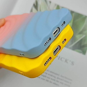 Womdakon Compatible with iPhone 13 Pro Max Phone Case Girls Cute Gradient Bicolor Crimp Wave Pattern Soft Silicone Shockproof Camera Protective Back Cover Slim Phone Case for Women - Purple Gray