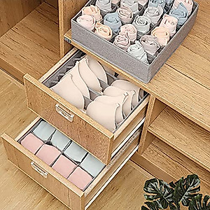 Kaxich Bra Underwear Drawer Organisers, Collapsible Closet Dividers Wardrobe Storage Organiser Foldable Underwear Organizer for Socks, Neck Ties, Scarves, and Handkerchiefs, Set of 4
