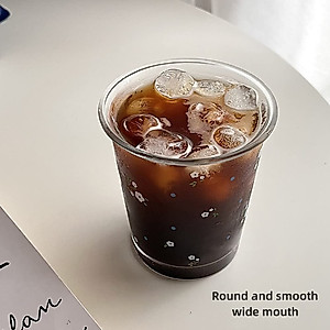 yaocoral Set of 2 12 OZ French Glassware Floral Drinking Glasses,Stackable Flower Glass Cup for Juice,Coffee,Iced Tea,Milk,Dessert,Mixed Drinks,Floral Drinkware Set(white yellow)