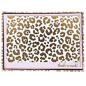 Graphique Box of Thank You Cards, Cheetah - Includes 16 Cards with Matching Envelopes and Storage Box, Cute Stationery Made of Durable Heavy Cardstock, Cards Measure 3.25" x 4.75"