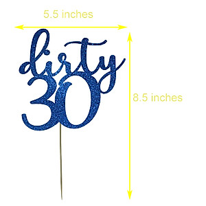 zxyxka Glitter Blue Dirty 30 Cake Topper,Cheers to 30 Years, Happy 30th Birthday Talk 30 to Me Anniversary Party Decorations
