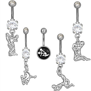 blue palm jewelry 5 - Kama Sutra Sex Position Nasty Surgical Steel Belly Button Dangle Ring 14 Gauge 3/8 Inch Barbell B625