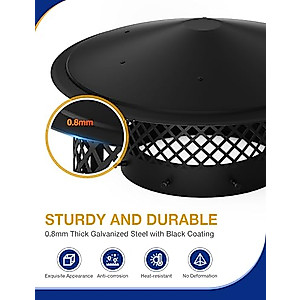 Hahaemall 10 Inch Chimney Cap Round Chimney Cover, Fireplace Chimney Caps for Outside, Chimney Rain Caps, Roof Vent Cap, All Weather, Easy to Install, Black