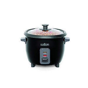 Salton 6 Cup Automatic Rice Cooker, 6 cups cooked / 3 cups Uncooked, Black, Stainless Steel