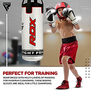 RDX Kids Punching Bag 2FT with Punch Gloves, Heavy Filled Boxing Set, Non Tear Maya Hide Leather Junior Hanging Bag, Kickboxing MMA Grappling Muay Thai Taekwondo Karate BJJ Workout Training