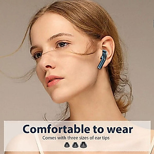 Bluetooth Headphones True Wireless Earbuds 50H Playback LED Power Display Earphones with USB Charging Case IPX5 Waterproof in-Ear Earbuds with Mic for TV Smart Phone Computer Laptop Sports(Blue)