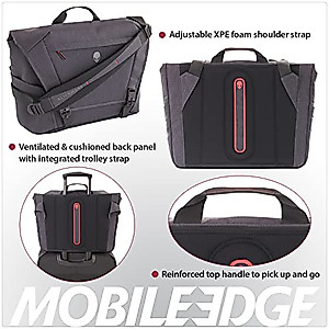 Mobile Edge Alienware Area-51m Laptop Messenger Bag - Fits laptops 15 Inches to 17.1 Inches - Tactical Messenger Bag for Men & Women with Padded Laptop & Tablet compartments - Heather Gray, AWA51MB17