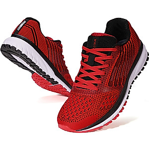 Joomra Whitin Mens Tennis Shoes Arch Supportive Trail Running Sneakers Red Size 9.5 Tenis para Hombres Lace Cushion Man Fashion Runner Walking Jogging Breathable Sport Footwear 43