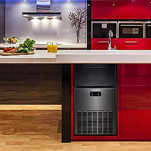 Antarctic Star Commercial Ice Makers Machine Stainless Steel Makers 100 Lbs of Ice Per 24H with 33 Pounds Storage Capacity Ice Cubes Freestanding Party/Bar/Restaurant Scoop Connection Hose Silver