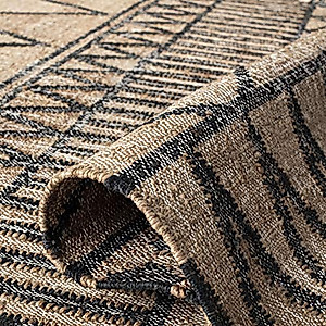 SAFAVIEH Kilim Collection 5' x 8' Natural / Charcoal KLM752A Handmade Moroccan Boho Jute & Cotton Area Rug