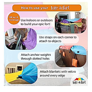 Tote A Fort XL, Blanket Fort Kit, Fort Building Kit, Kids Fort, Kids' Playhouses, Portable Childrens Fort, Fort Kit