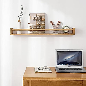 INMAN Oak Wood Floating Nursery Shelves,Natural Wood Floating Kindergarten Bookshelves,Wall Shelf Organizer for Baby Nursery Decor,for Bathroom Walls Decorate Kitchen Spice Rack