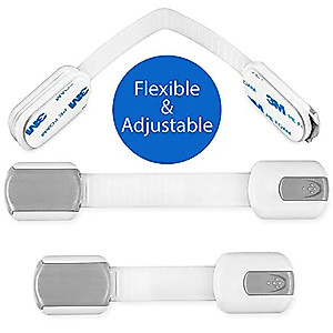 4-Pack Child Safety Cabinet Locks | No Tools | Baby & Child Proof Drawers, Cabinets, Oven, Toilet Seat, and More | Multi-Purpose Use | No Drilling Needed | Super Strong Adhesive (4 Pack Grey)