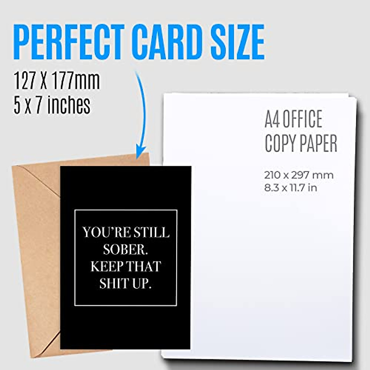 Funny and original sobriety card with envelope | Perfect soberversary card and an unique way to say congratulations for men or women